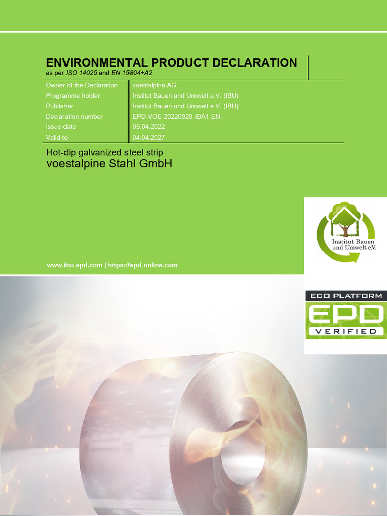 2022 EPD Hot Dip Galvanized Steel Strip Voestalpine | Download Free PDF ...