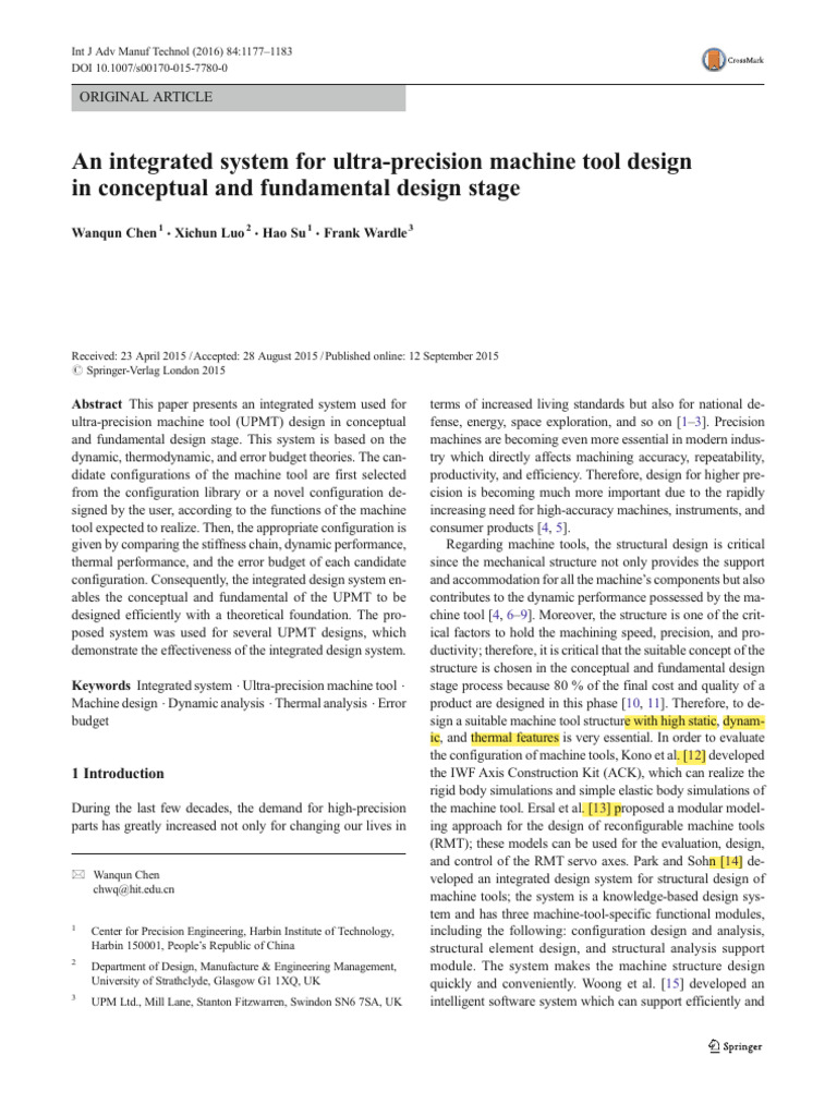 An Integrated System For Ultra-Precision Machine Tool Design in ...