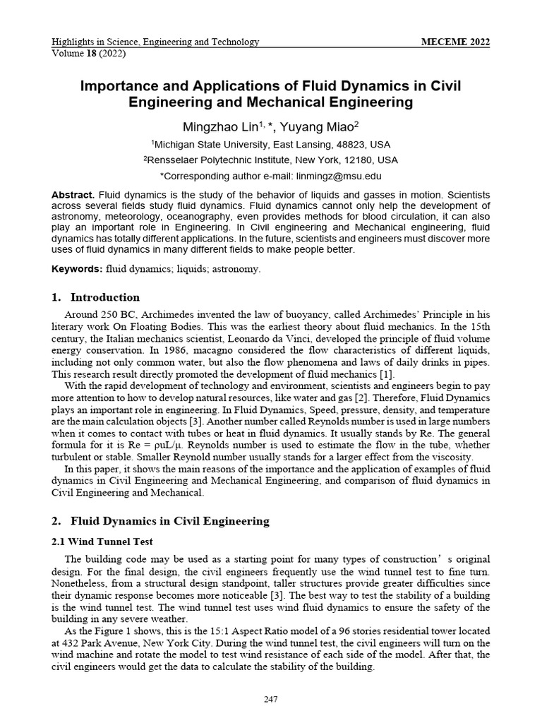 Fluid Dynamics in Engineering Applications | PDF | Reynolds Number ...