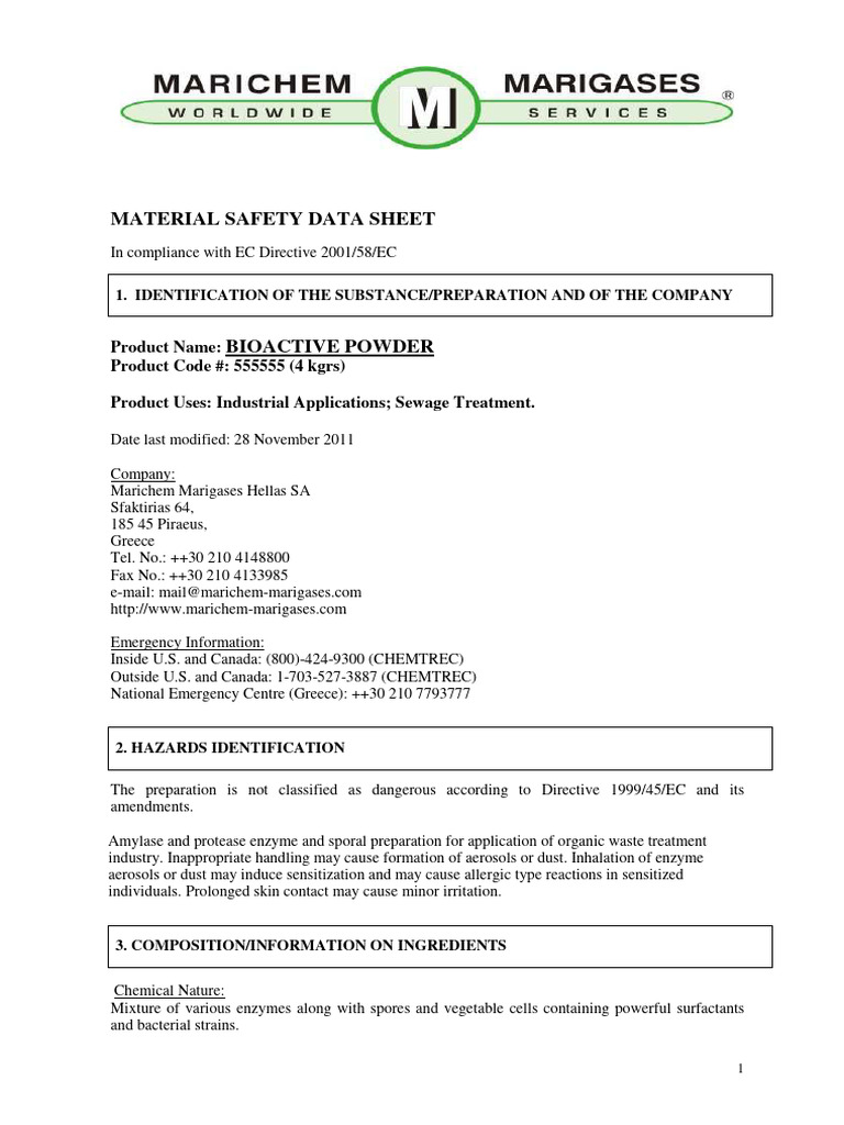 Bioactive Powder | PDF | Water | Firefighting