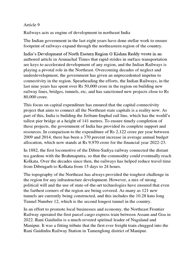 Article 9 | PDF | Rail Transport | Economies