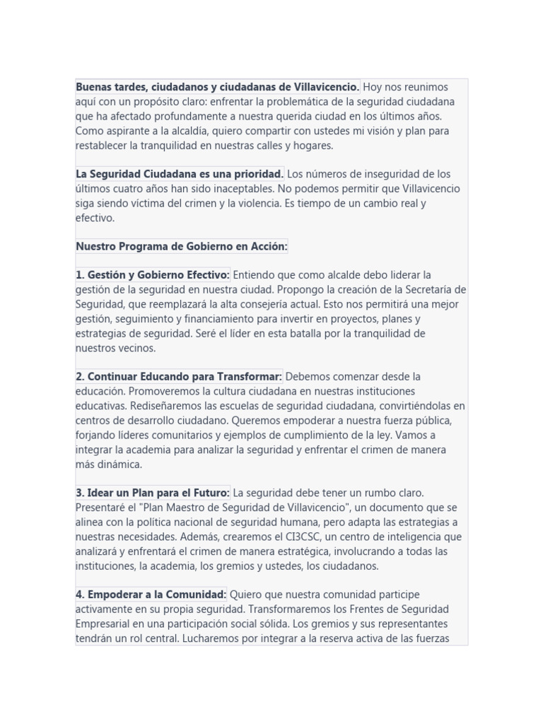 Discurso Hugo Lopez | PDF | Valores