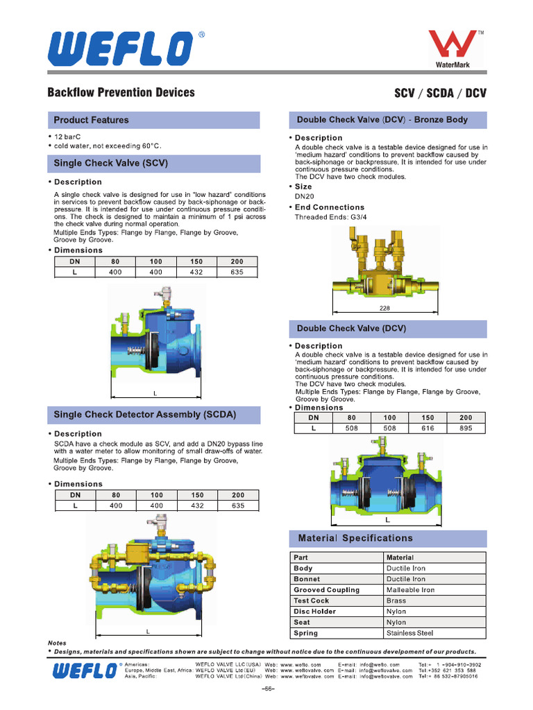 Backflow Prevention Devices SCV - SCDA - DCV | PDF