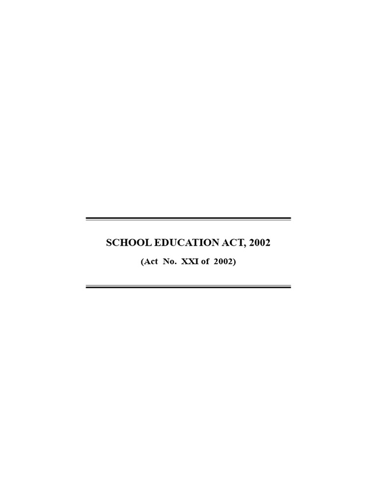 School Education Act, 2002 | PDF | Private School | Government