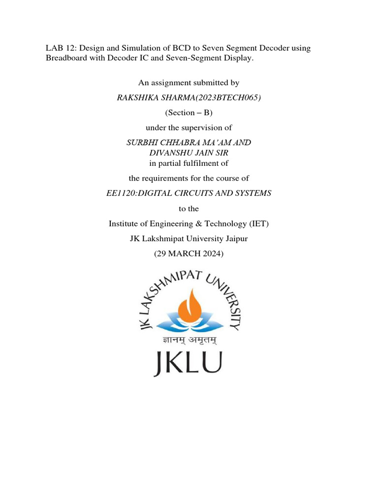 Lab 12 Pdf Binary Coded Decimal Electronic Engineering