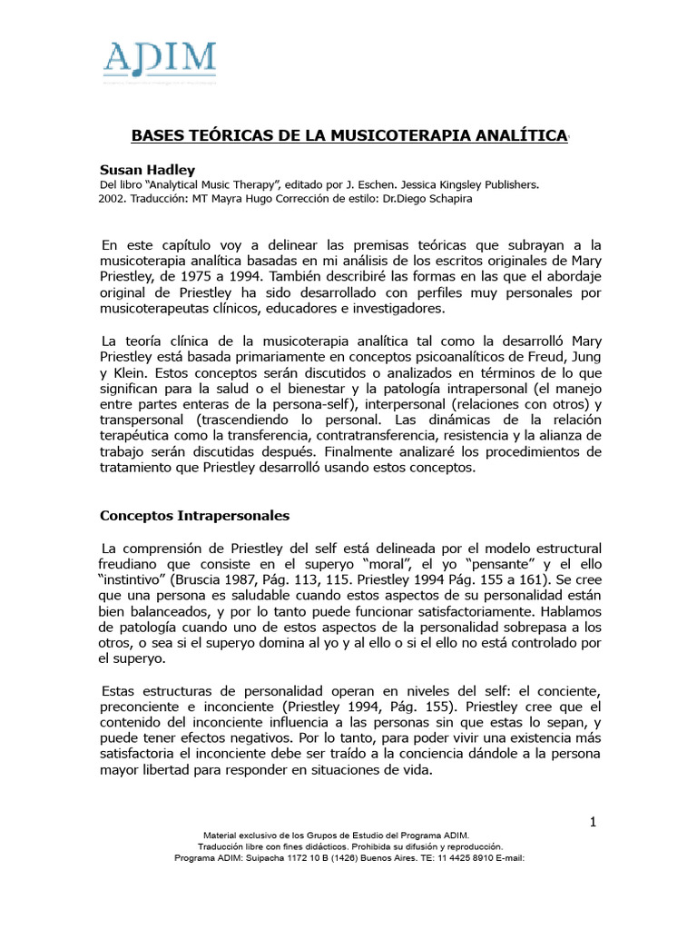 Susan Hadley Bases Teóricas de La MT Analítica | PDF | Experiencia ...