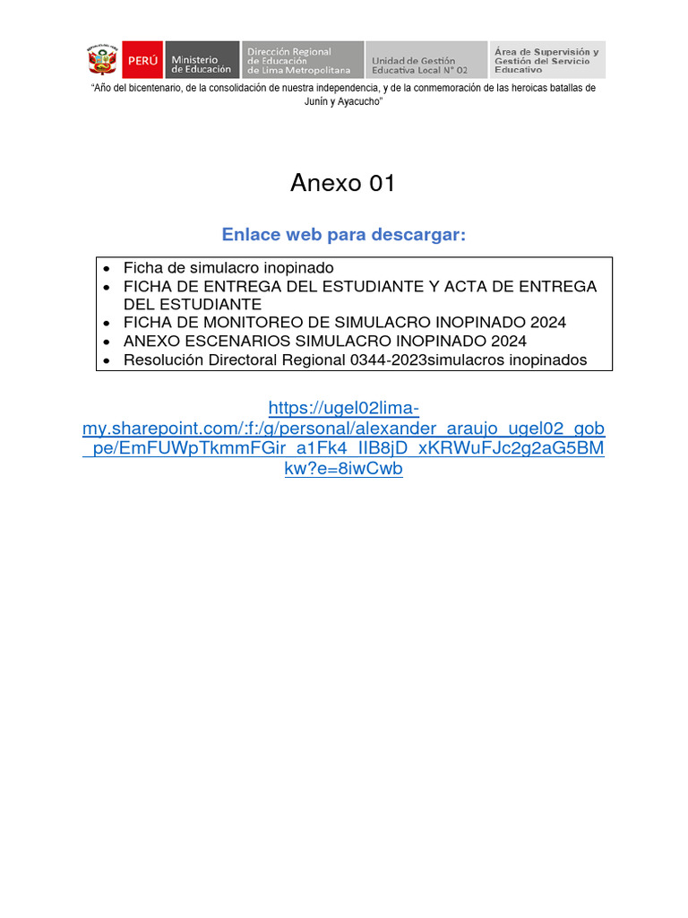 Anexo 01 Simulacros Inopinados | PDF