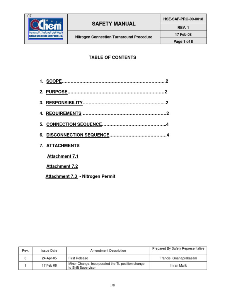 Nitrogen Connection Turnaround | PDF | Valve | Gases