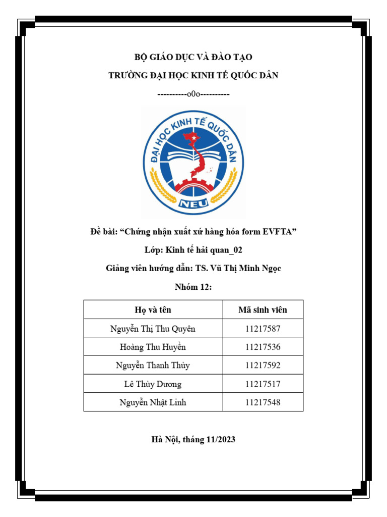 Nhóm 12 - CO Form EVFTA | PDF