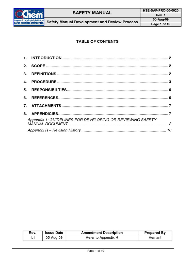 Safety Manual Development and Review Process | Download Free PDF ...
