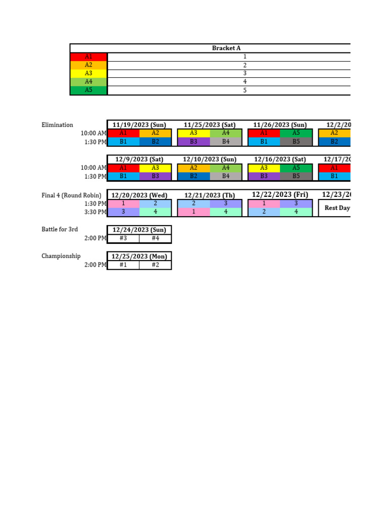 Game Schedule (10 Teams-2 Brackets) - Final | PDF | Office Equipment ...