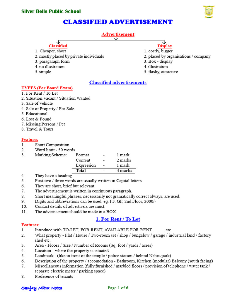 Guide to Writing Classified Advertisements | PDF