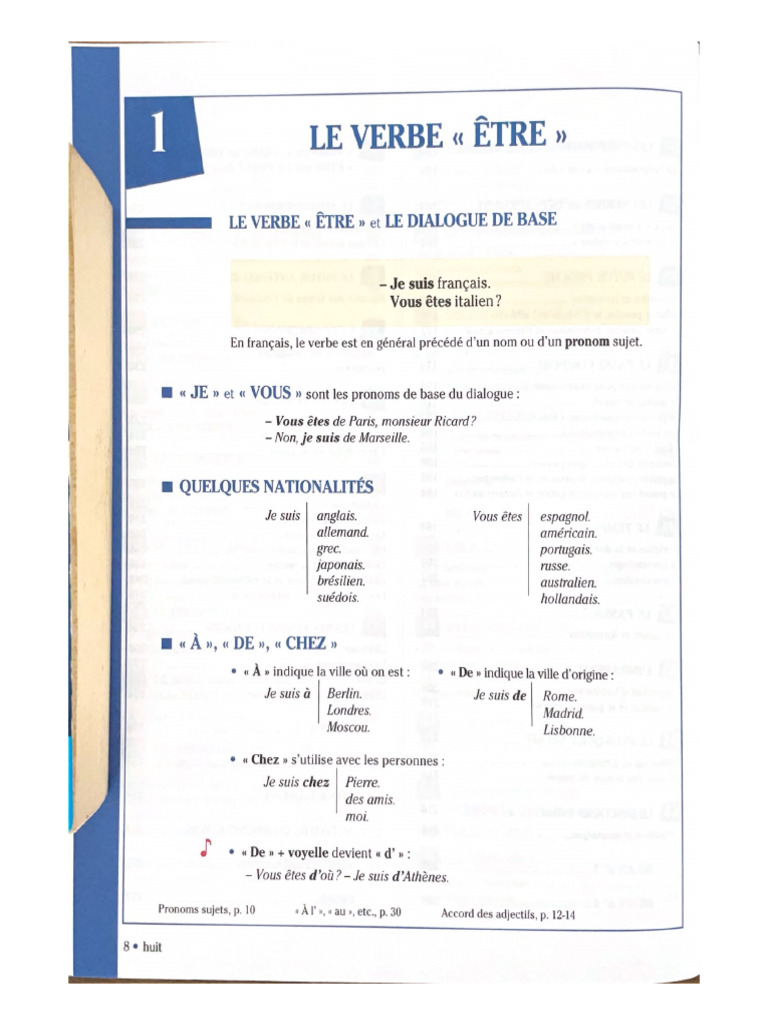 LE VERBE ÊTRE Et LE DIALOGUE DE BASE | PDF