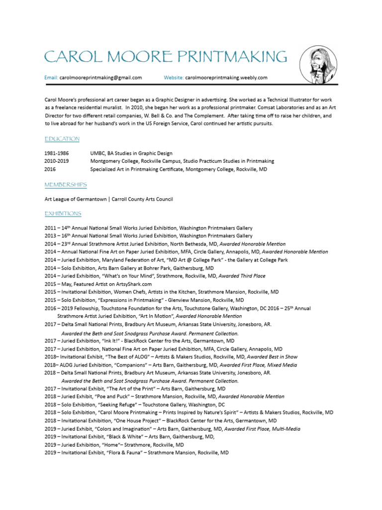 Carol Ann Moore Resume CV Revised 2 11 24 | PDF | Graphic Design | Printing