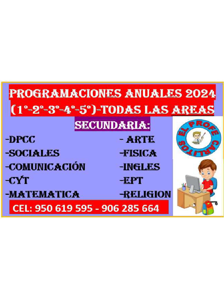 Programaciones Anuales 2024 - Comunicacion - 4to Grado | PDF