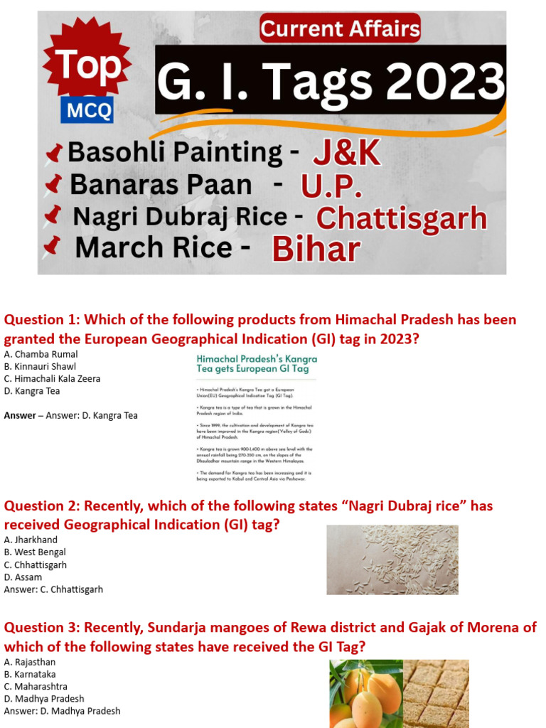 GI Tags 2023 by IG Classes | PDF