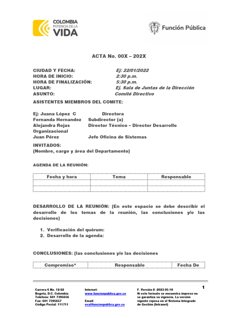 Acta Formatos Generales v8 | PDF