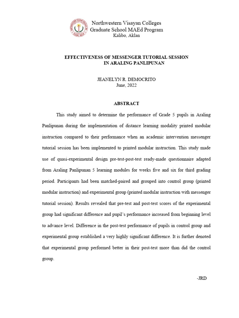 IMRaD Sample | PDF | Educational Technology | Distance Education