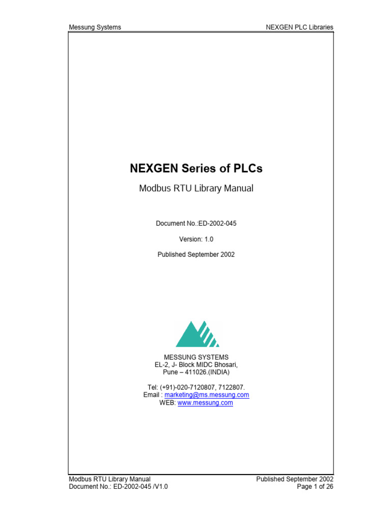 Modbus RTU Library Manual | PDF | Programmable Logic Controller | Osi Model