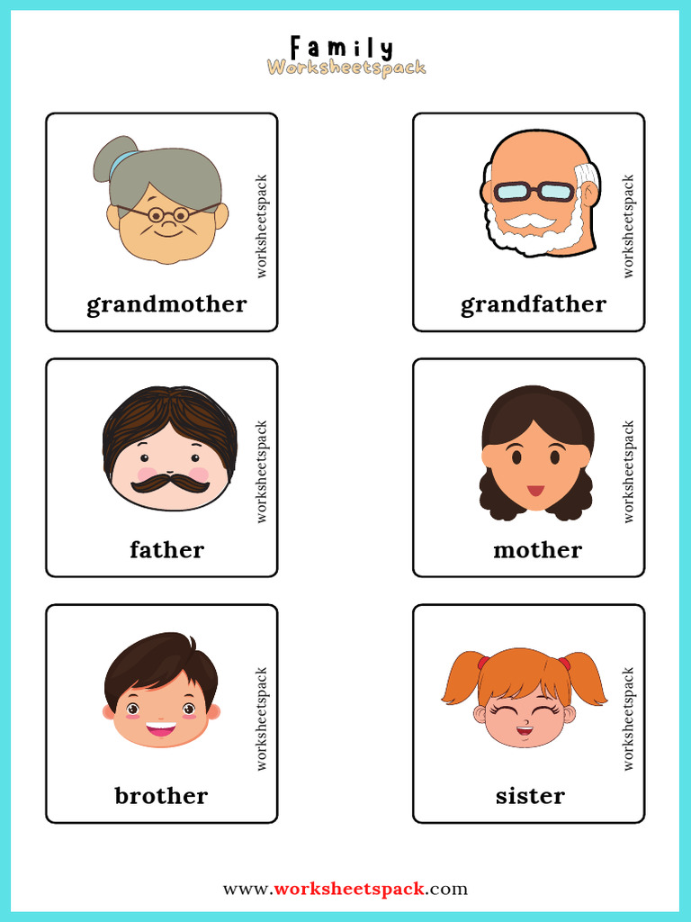 Family Members Printable Learning Cards For Kids | PDF