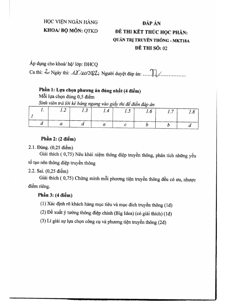 13546d7f - Quan Tri Truyen Thong MKT18A de 02 Ca Thi 02 Ngay Thi 17.10.2022 | PDF