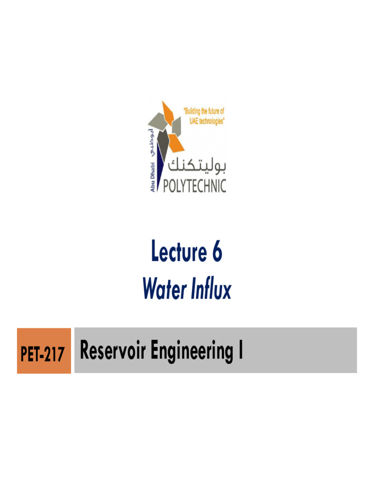 PET-217 - Lecture 6 - Water Influx | PDF | Petroleum Reservoir | Fluid ...