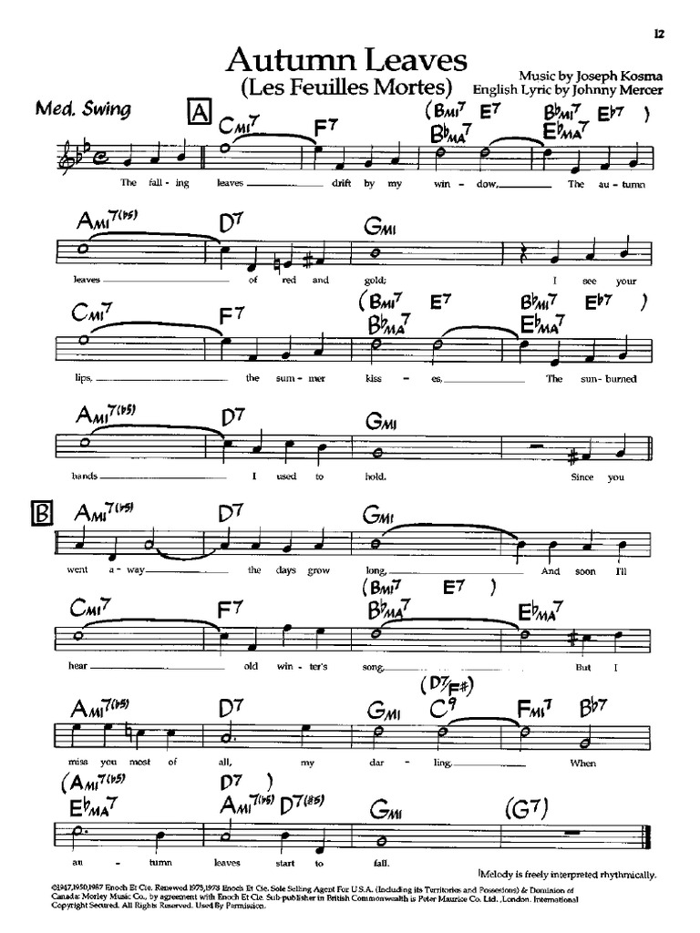 Partitura-Chart - Autumn Leaves - GM | PDF