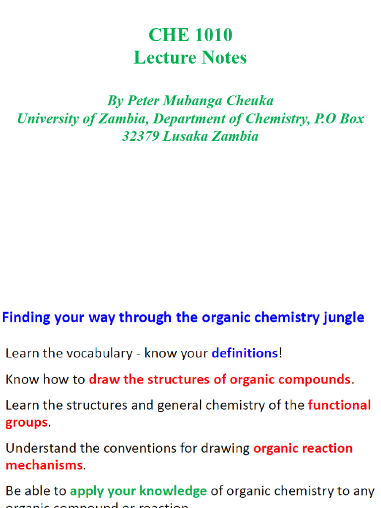 CHE 1010 Lecture Notes - Organic Chemistry | PDF | Functional Group ...