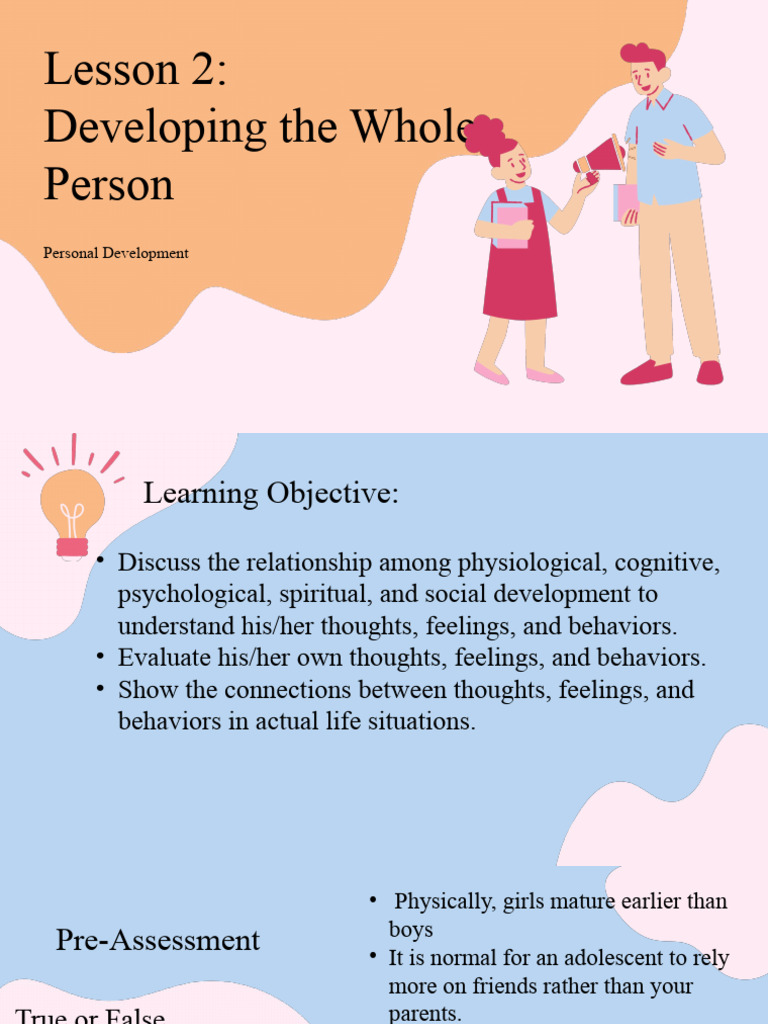Lesson 2 - Holistic Development | PDF | Adolescence | Thought
