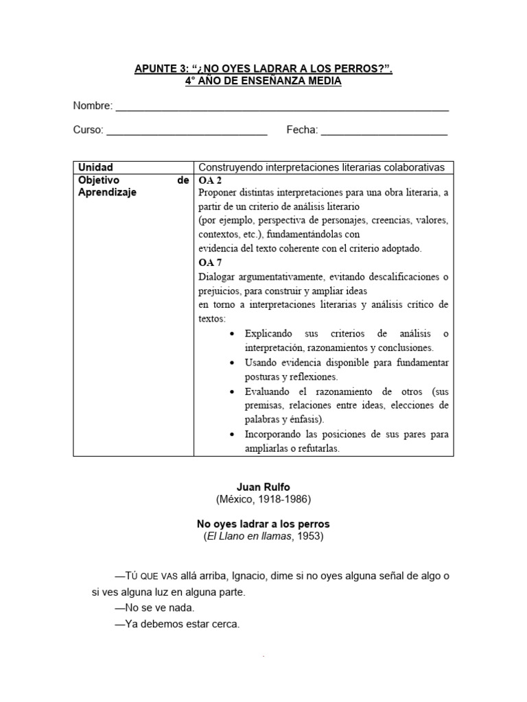 Interpretación de "No oyes ladrar" | PDF