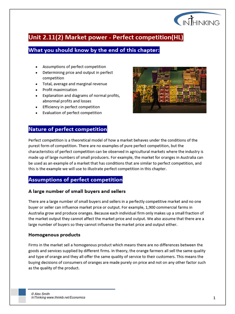 Perfect Competition Revision Notes | PDF | Profit (Economics) | Perfect ...