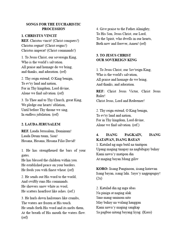 Eucharistic Procession Songs Collection | PDF | Christian Worship And ...