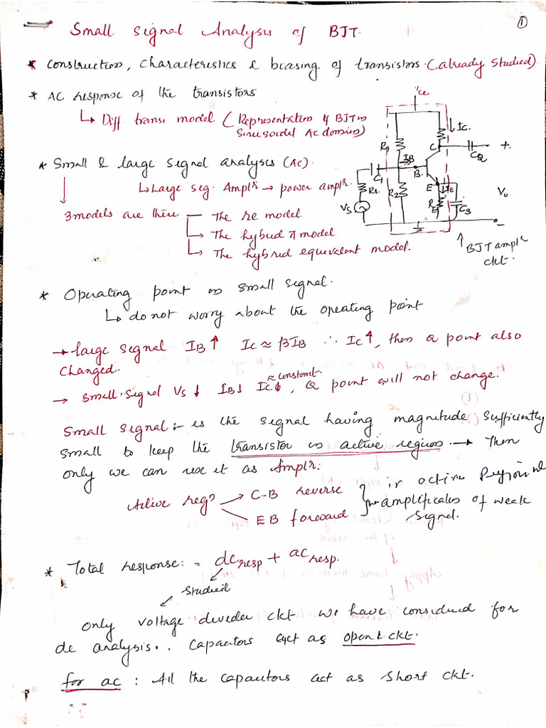 Small Signal Analysis of BJT | PDF