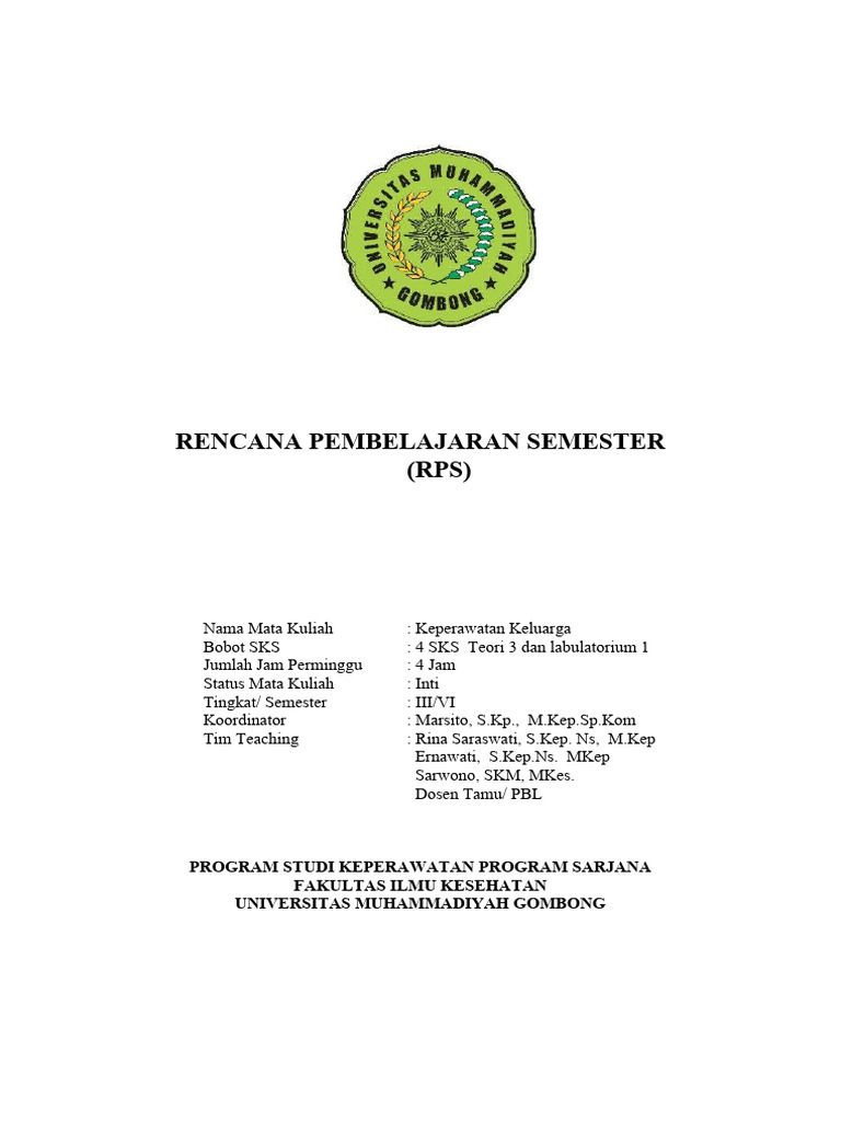 RPS - Kep KLG Kontrak Pembelajaran | PDF