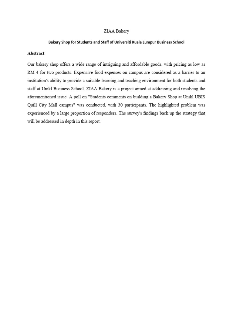 Abstract Introduction Business Planning Conclusion | PDF | Bakery | Cakes