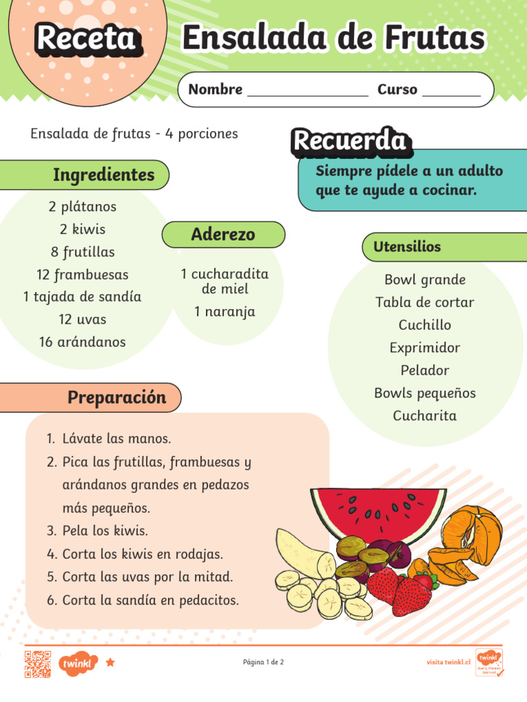 CL L 1694188213 Comprension Lectura Diferenciada Receta de Ensalada de ...