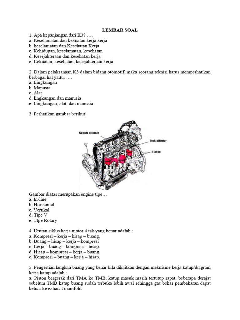 TDO LEMBAR SOAL TBSM | PDF