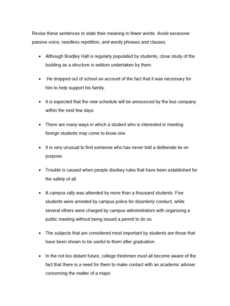 Concise Sentence Revision Guide | PDF