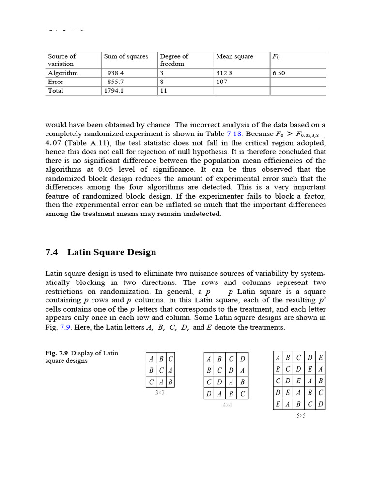 7.4 Latin Square Design | PDF | Analysis Of Variance | Statistics