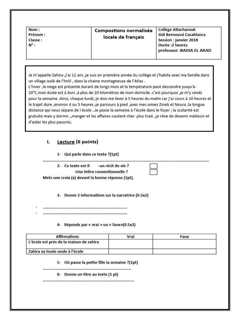 Exemple D'examen Normalisé Local | PDF