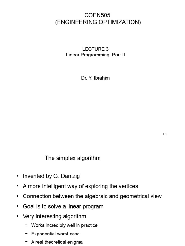 Lec3 Coen505 | PDF | Linear Programming | Mathematical Optimization