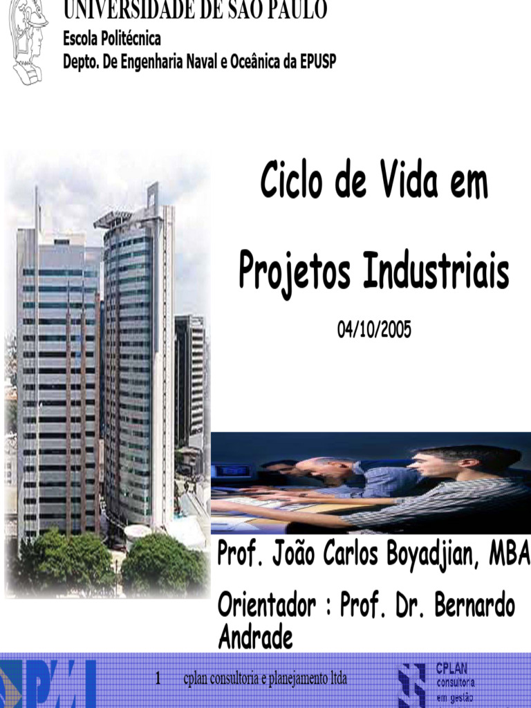 Palestra Ciclo de Vida em Projetos Industriais | PDF | Projetos | Planejamento