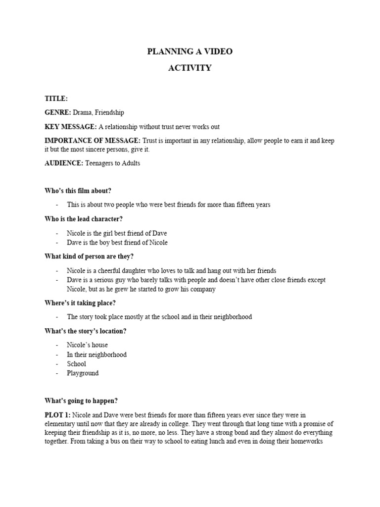 Planning A Story | PDF