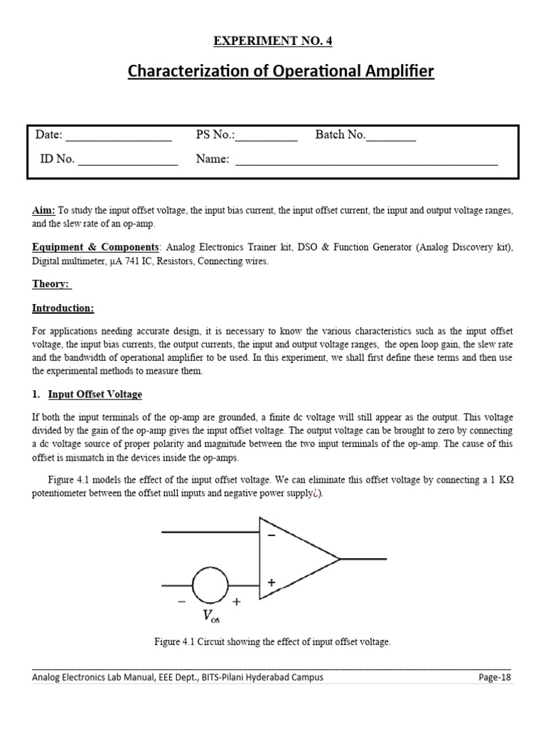 Op-Amp Characteristics Lab Guide | PDF | Operational Amplifier | Amplifier