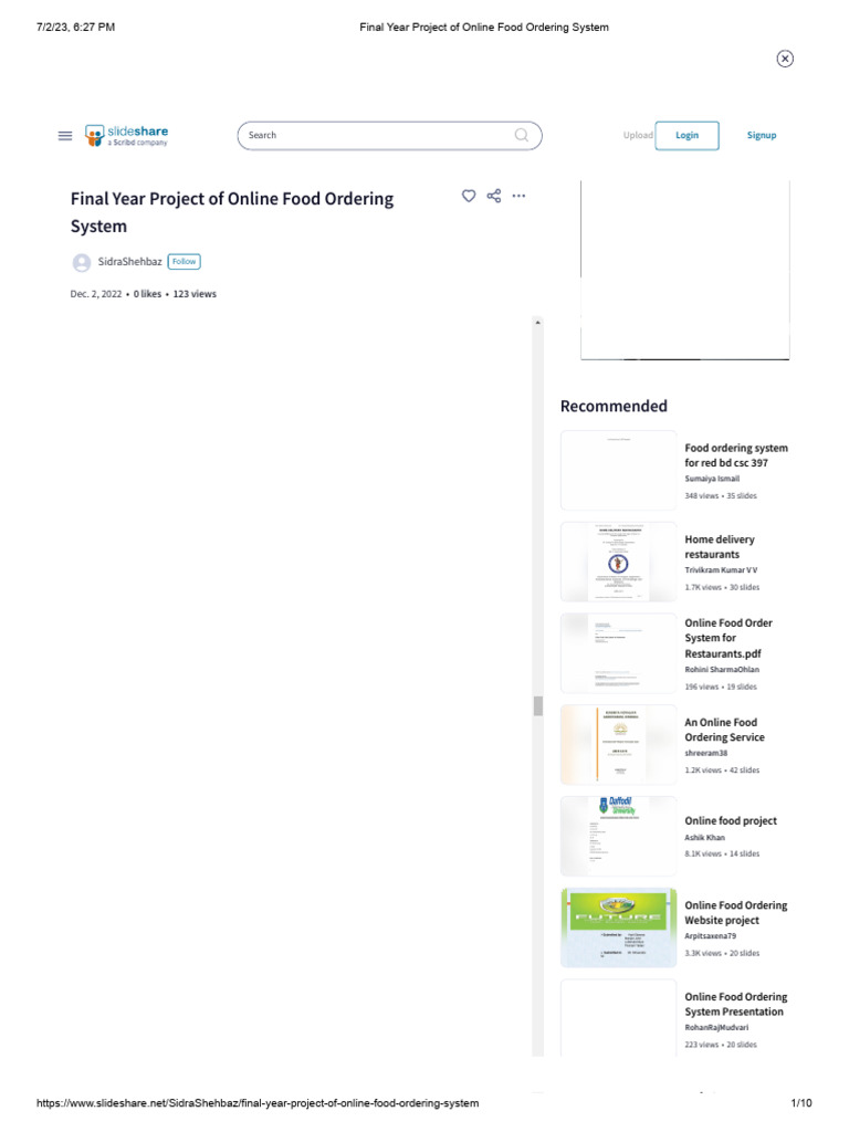 Final Year Project of Online Food Ordering System | PDF | Php | My Sql