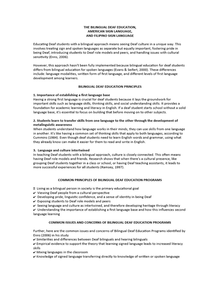 The Bilingual Deaf Education | PDF | Multilingualism | Language Acquisition
