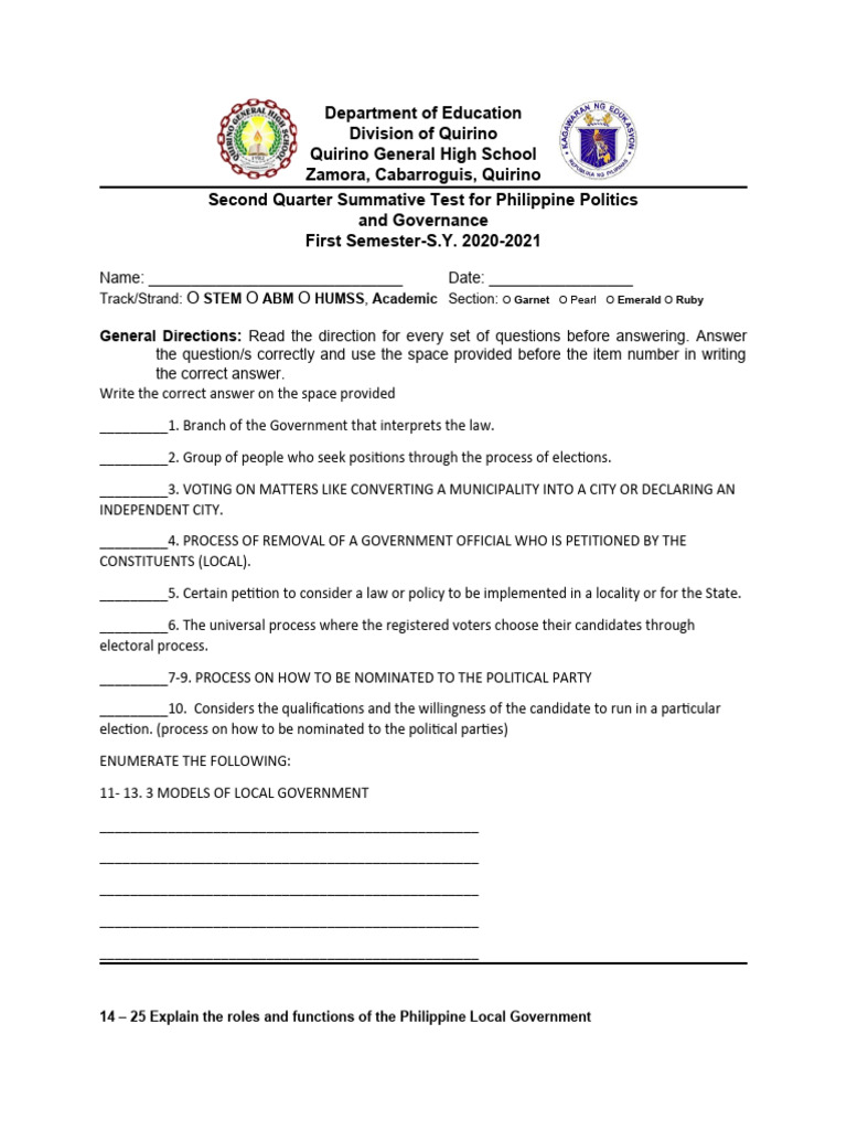 Las 2ND Quarter Pol Gov1 | PDF | Elections | Citizenship