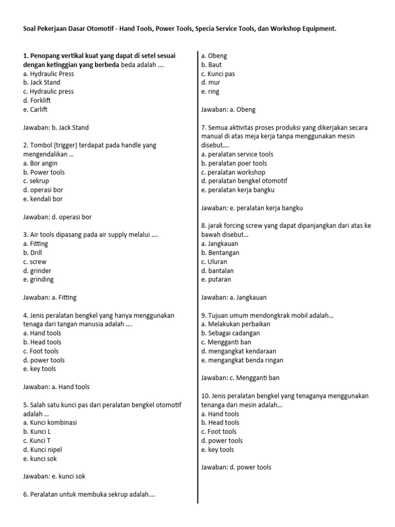 Contoh Soal TBSM KELAS X | PDF