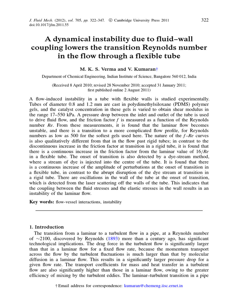 A Dynamical Instability Due To Fluid Wall Coupling Lowers The Transition Reynolds Number in The ...