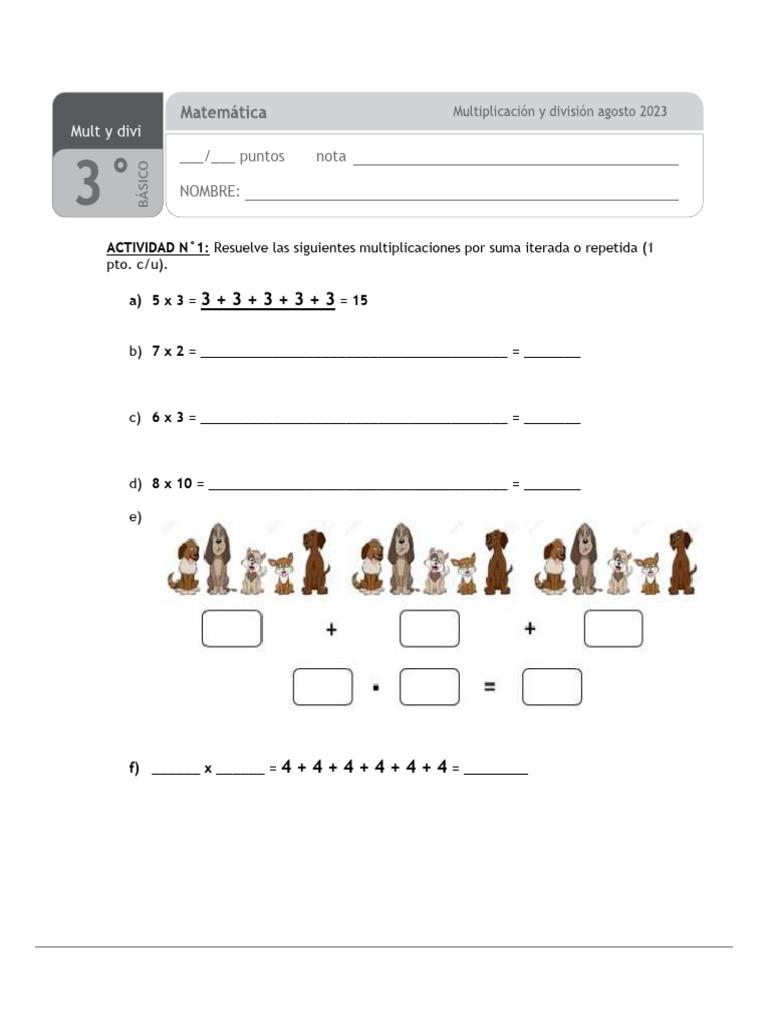 Evaluaciòn Multiplicaciòn y Divisiòn | PDF